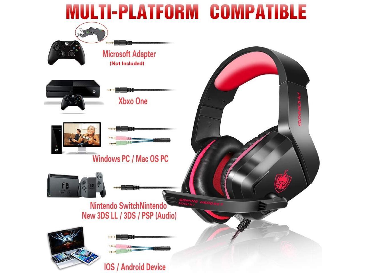 Xbox One Gaming Headset, PHOINIKAS H1 Wired Gaming Headset for PS4, PC ...