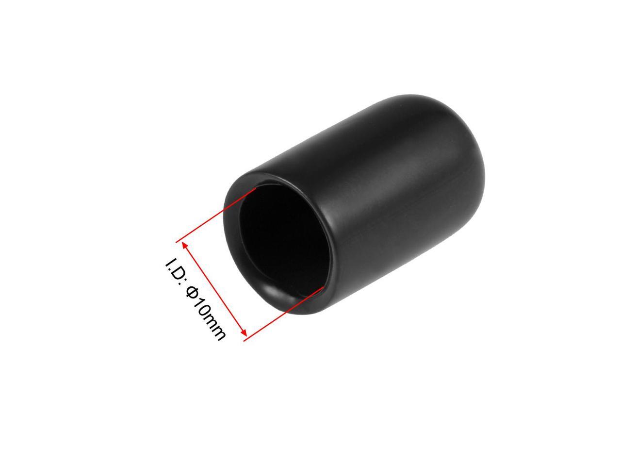 Screw Thread Protector, 10mm ID Round End Cap Cover Flexible Black Tube ...