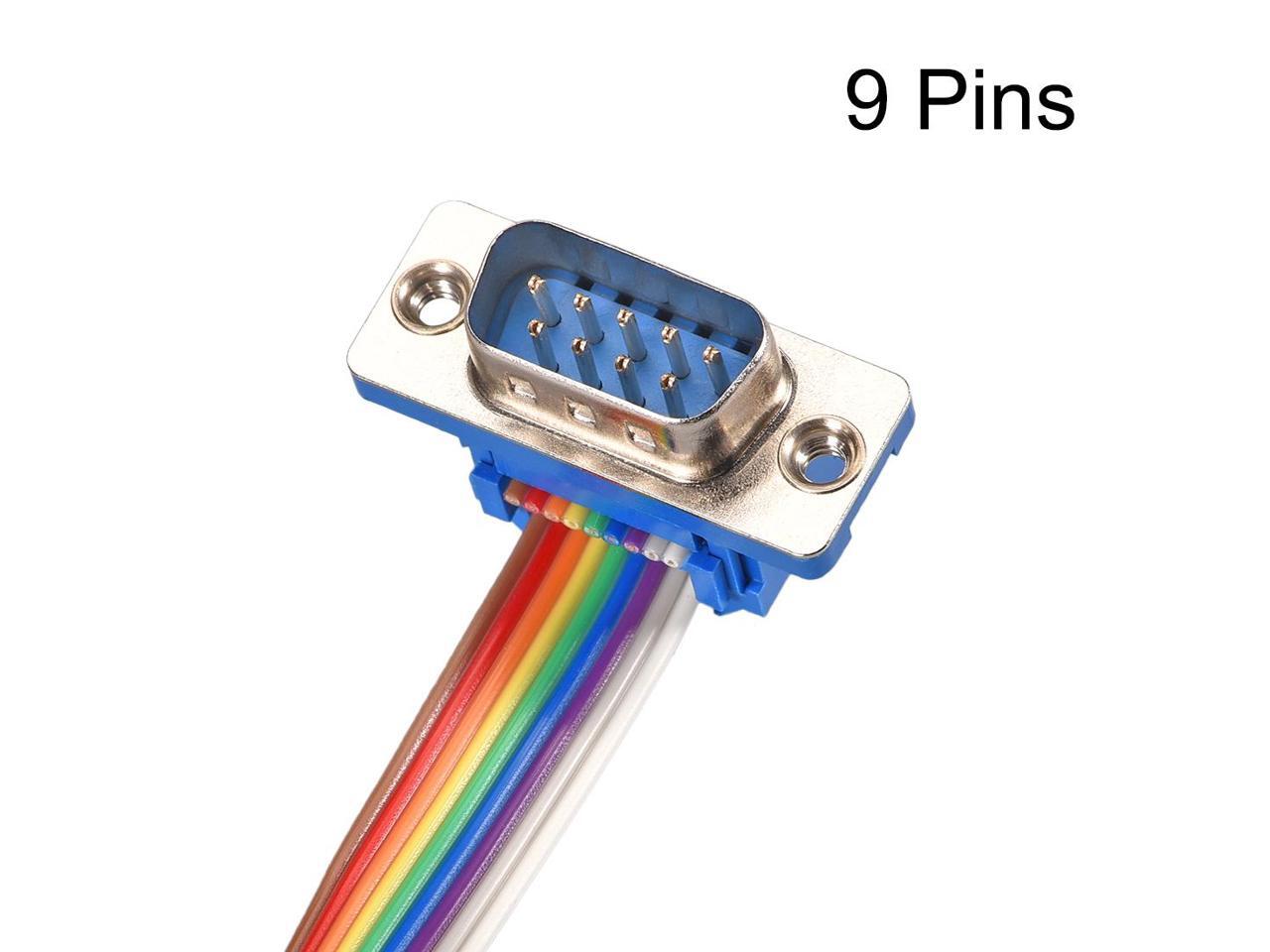 IDC Rainbow Wire Flat Ribbon Cable DB9 Male to DB9 Female Connector 2.54mm Pitch 19.7inch Length ...