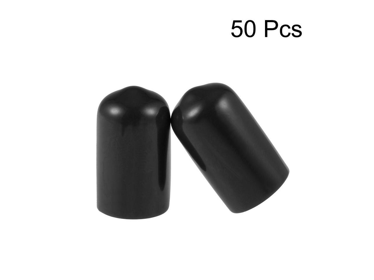 Screw Thread Protector, 10mm ID Round End Cap Cover Flexible Black Tube ...