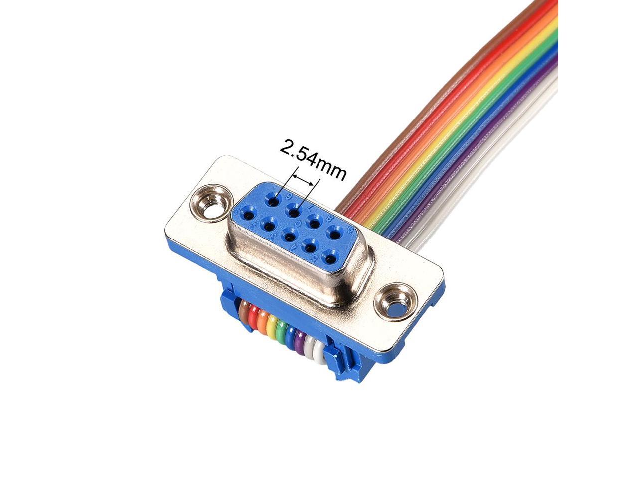 IDC Rainbow Wire Flat Ribbon Cable DB9 Male to DB9 Female Connector 2.54mm Pitch 19.7inch Length ...