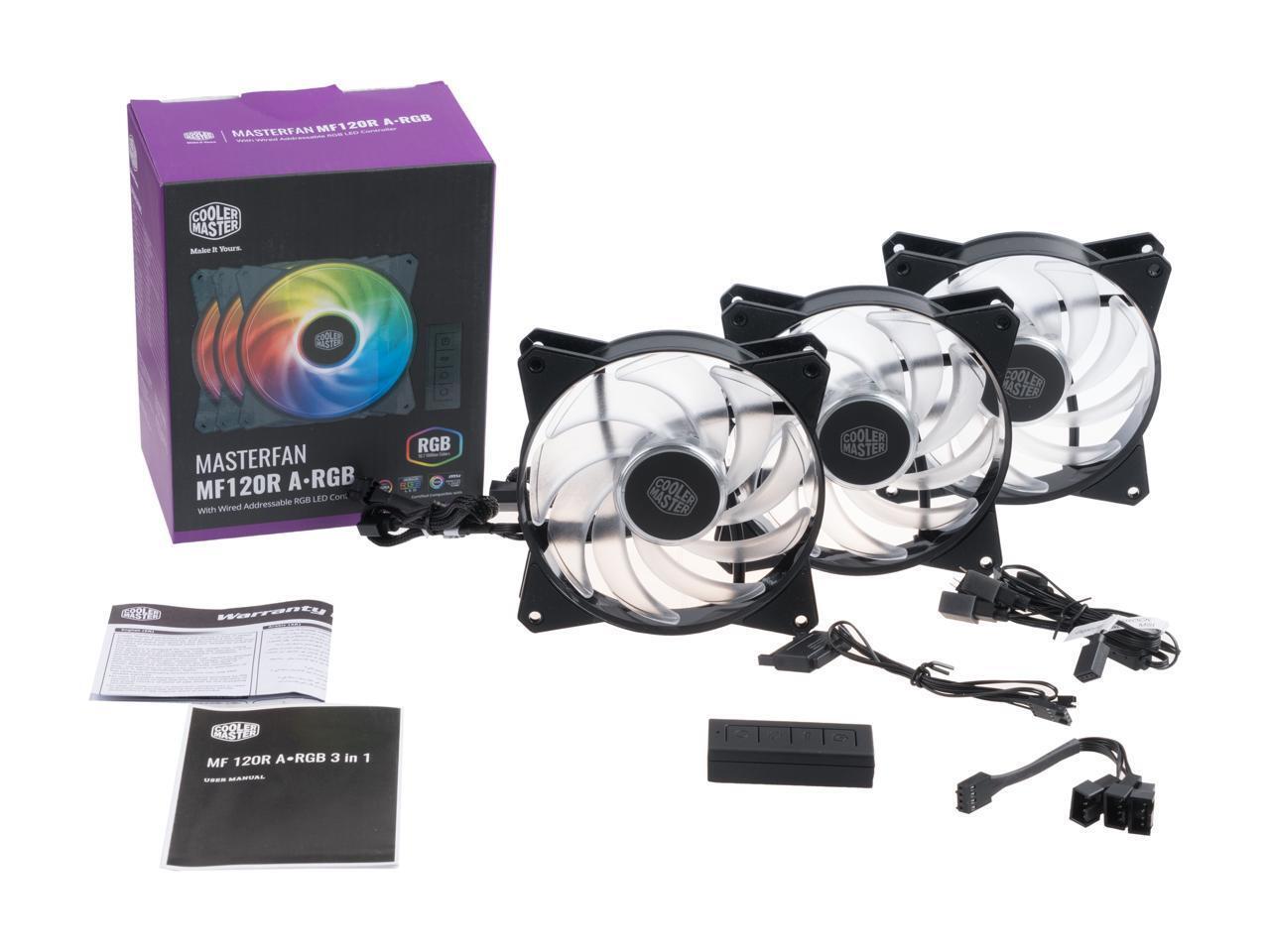 Cooler Master Master Fan MF120R Addressable RGB 120mm Fan, 3 in 1 with ...