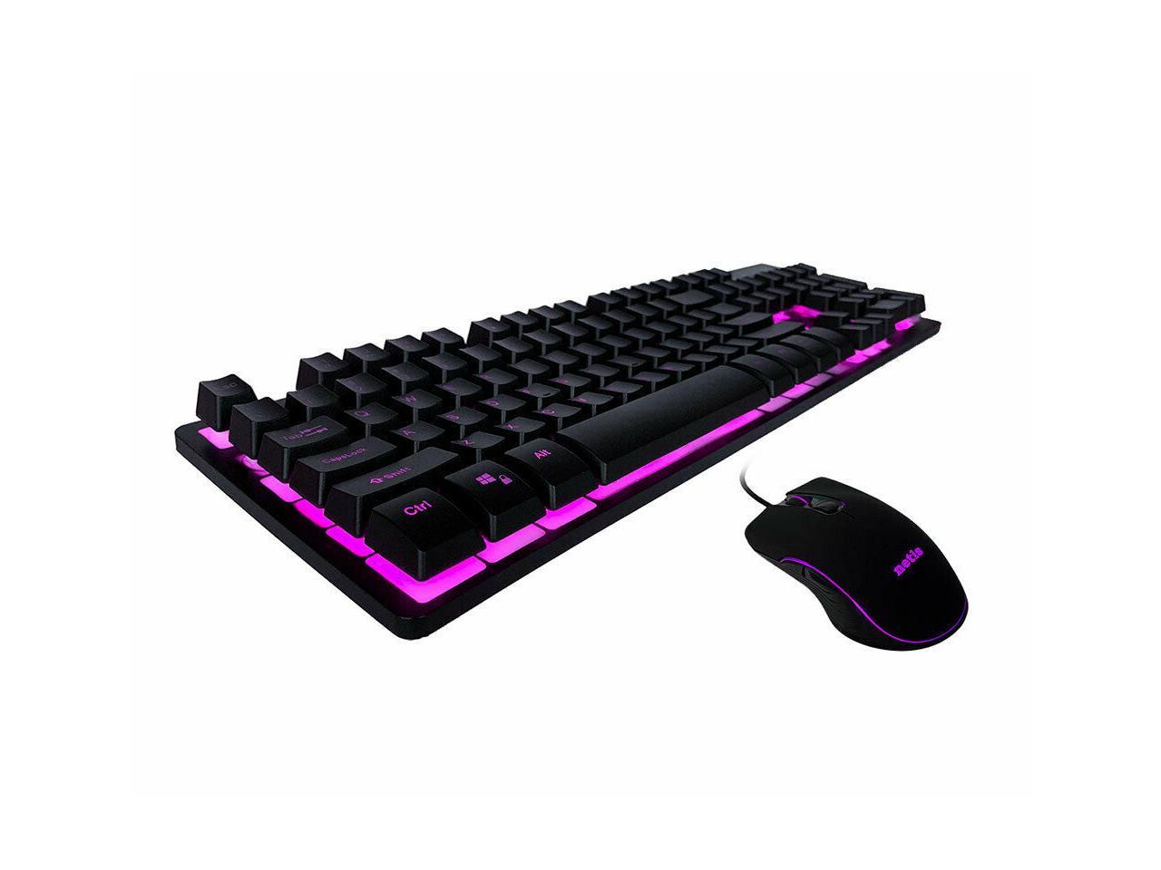 Netis KM7101 Tri-Color LED USB Wired Gaming Keyboard and 3200 DPI ...
