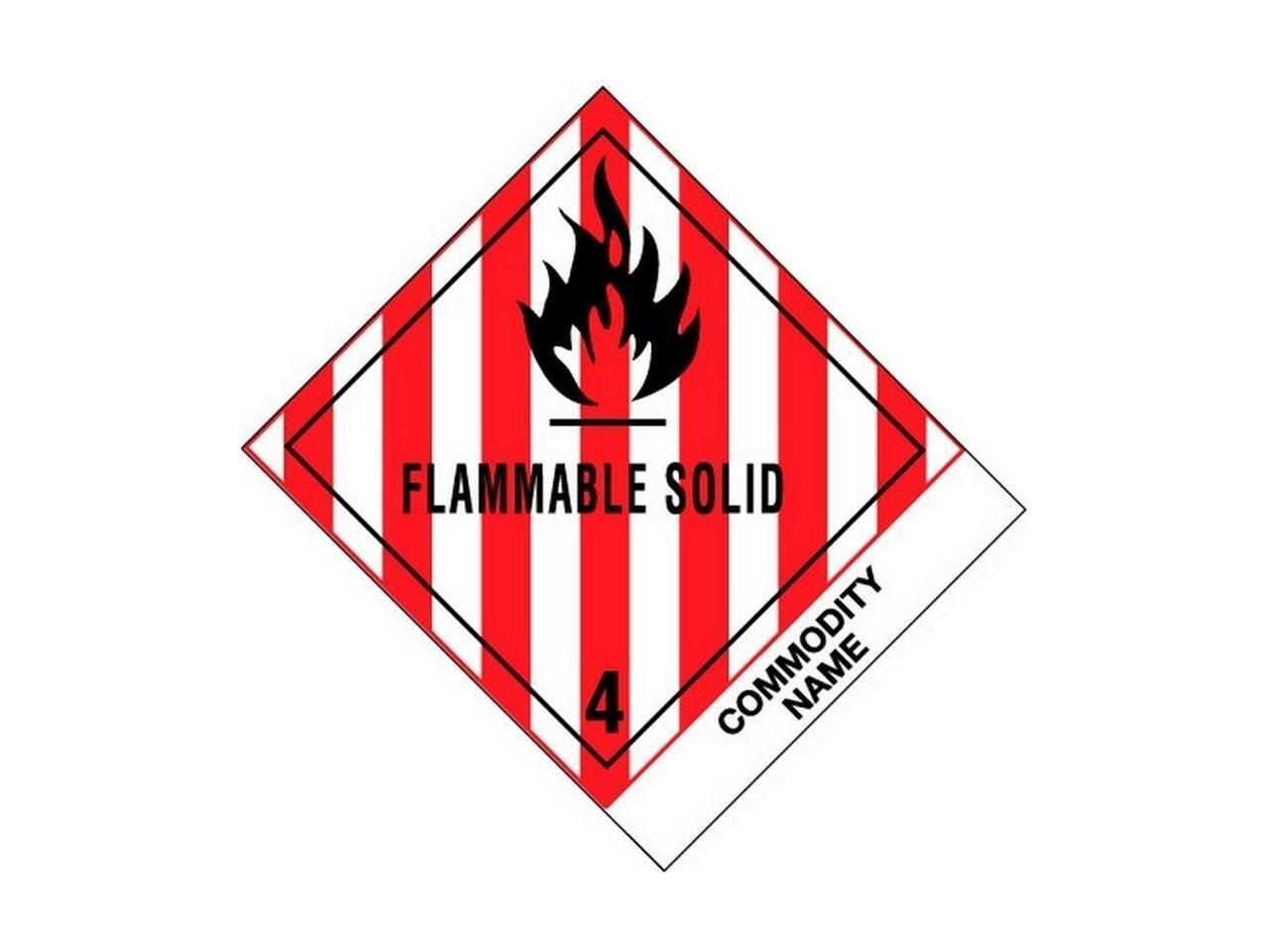 4" x 4-3/4" Flammable Solid - Flammable Solids, N.O.S. UN1325 Labels ...