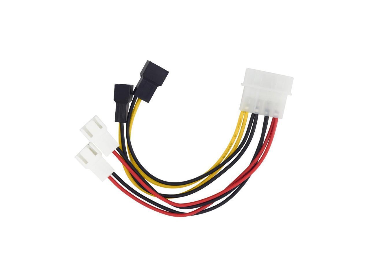 6 Inch Molex 4pin Lp4 To Case Cooling Fan 3 Pin 3 Multi Fan Out Power