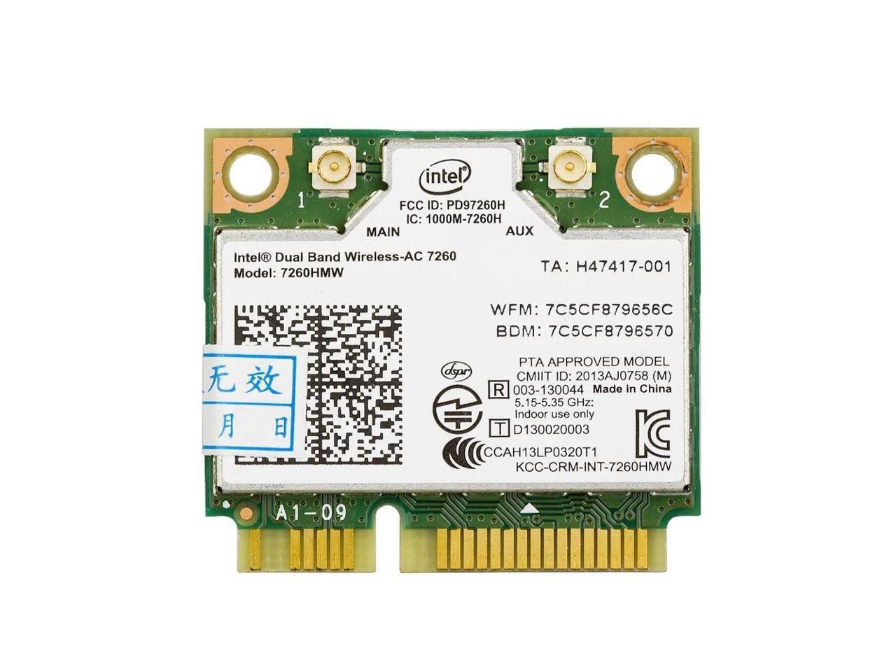 Card for Intel 7260HMW AC 7260 867Mbps Wireless AC Dual Band Wifi ...