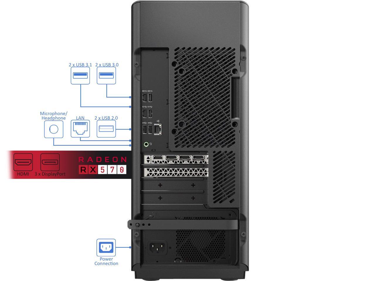Lenovo Legion T530 Gaming Desktop, AMD Ryzen 5 2400G Quad-Core Upto 3 ...