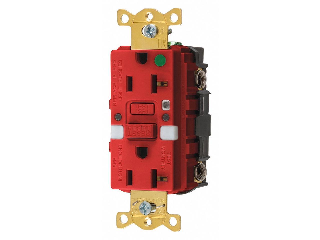 20A Heavy Use Hospital Grade Receptacle, Red; Tamper Resistant: Yes ...