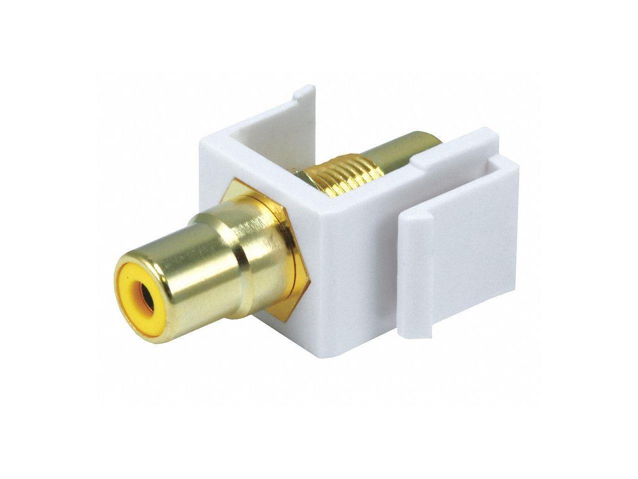 Monoprice Modular RCA Coupler Keystone Jack w/Yellow Center - White ...