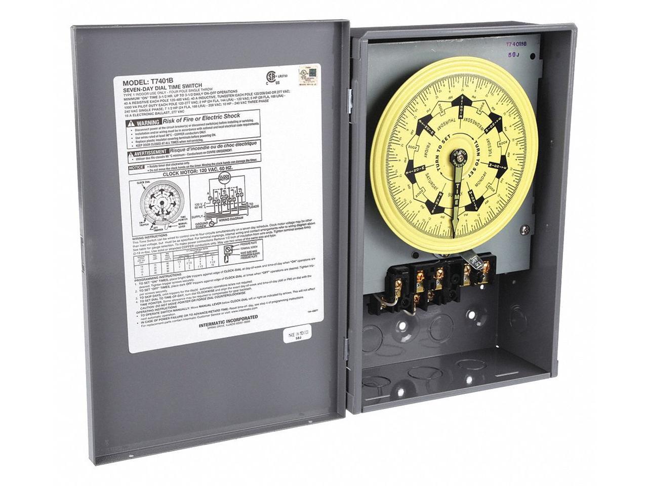 INTERMATIC T7401B Electromechanical Timer,7 Day,4 Poles - Newegg.com