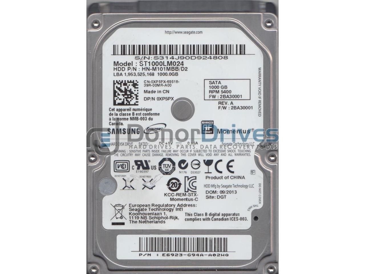 Refurbished: ST1000LM024, HN-M101MBB/D2, FW 2BA30001, Samsung 1TB SATA ...