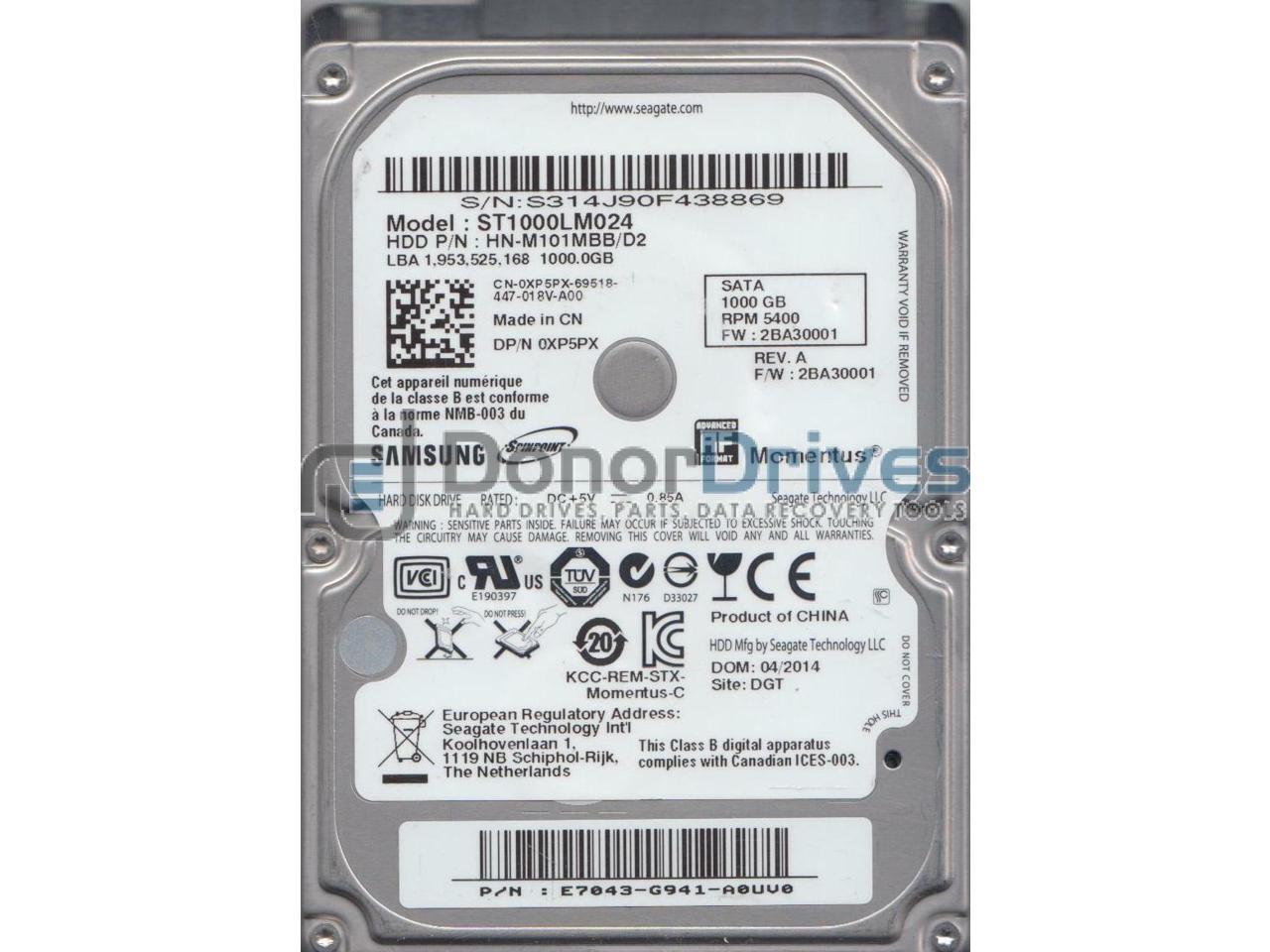 Refurbished: ST1000LM024, HN-M101MBB/D2, FW 2BA30001, Samsung 1TB SATA ...