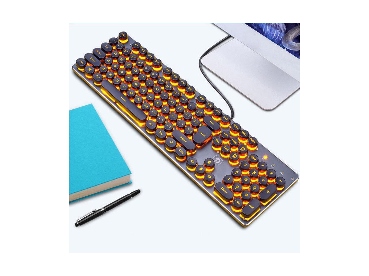 K100 PUNK Keycap Wired LED Backlit USB Ergonomic Gamer Gaming Keyboard ...