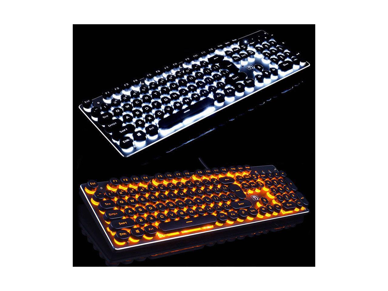 K100 PUNK Keycap Wired LED Backlit USB Ergonomic Gamer Gaming Keyboard ...