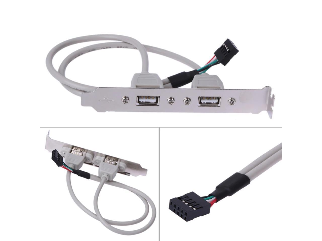 External 2 Ports USB Rear Panel Bracket Motherboard Cable USB 2.0 ...