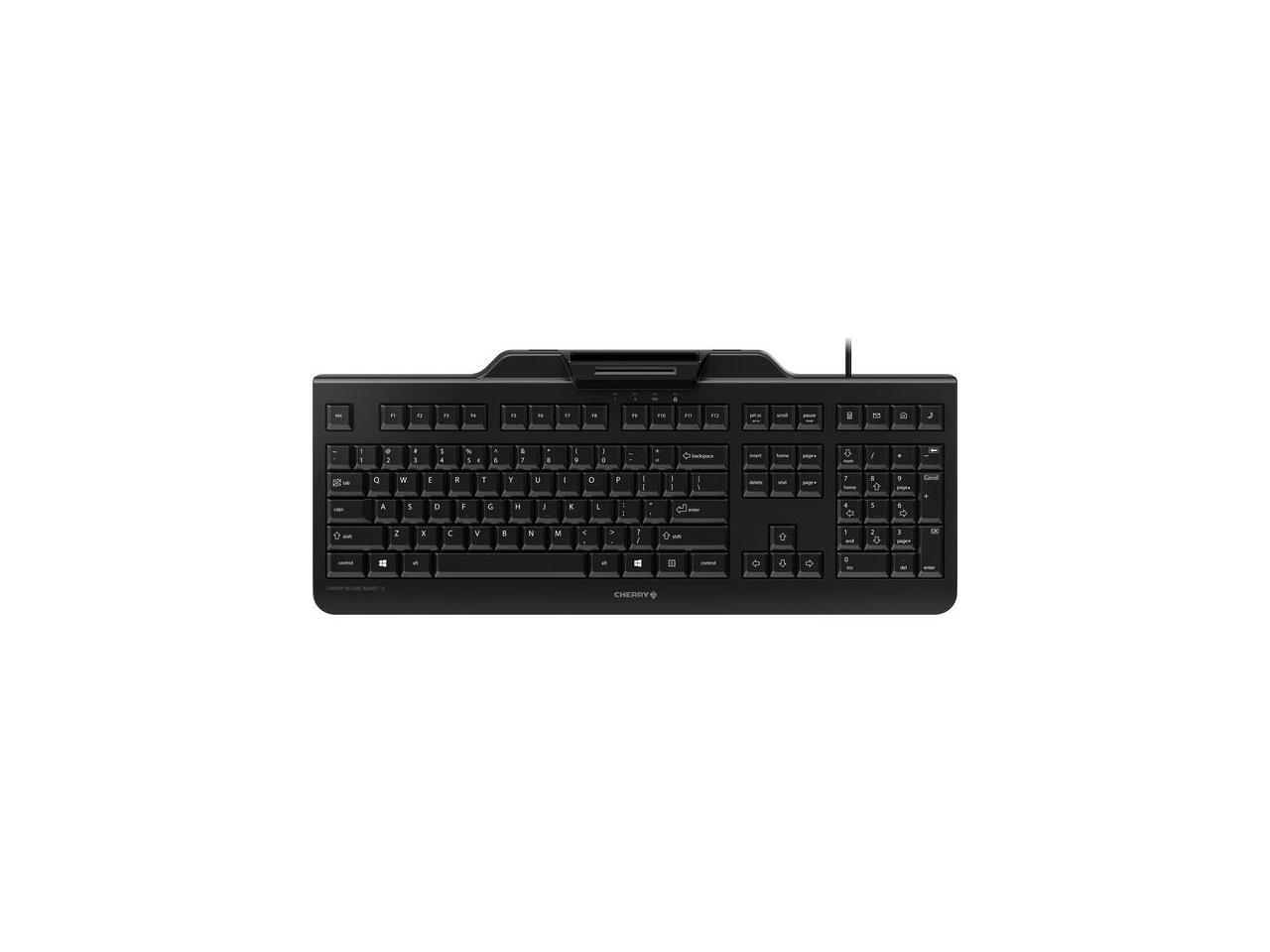 Cherry Secure Board 108-Key Wired USB Keyboard with Smart Card Reader ...