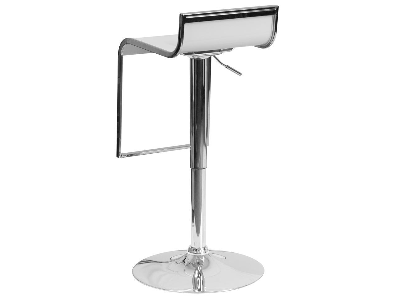 Contemporary White Plastic Adjustable Height Barstool with Chrome Drop ...