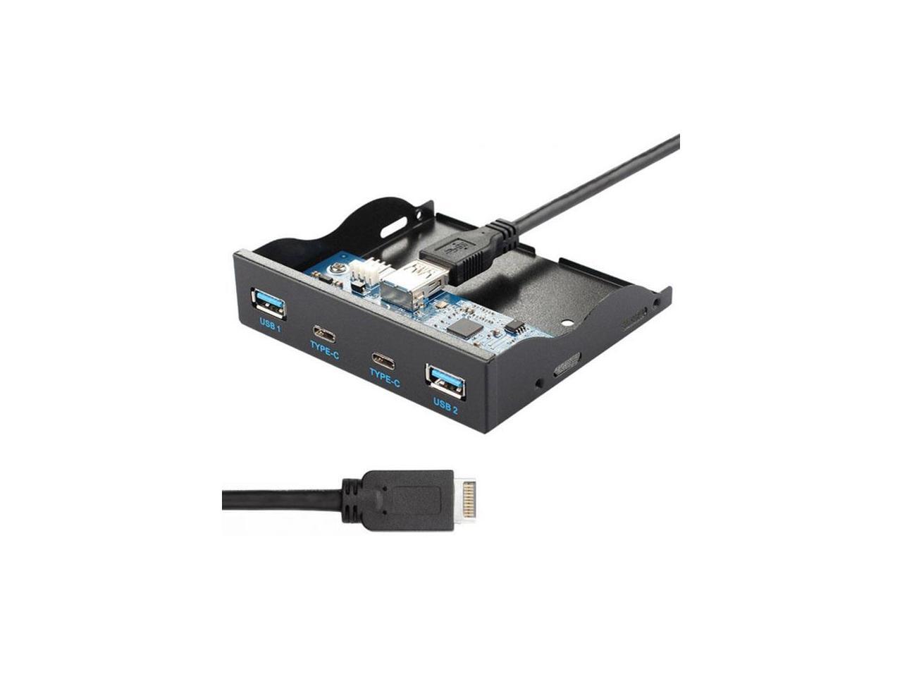 Cablecc USB 3.1 Front Panel Header to USB-C & USB 3.0 HUB 4 Ports Front ...