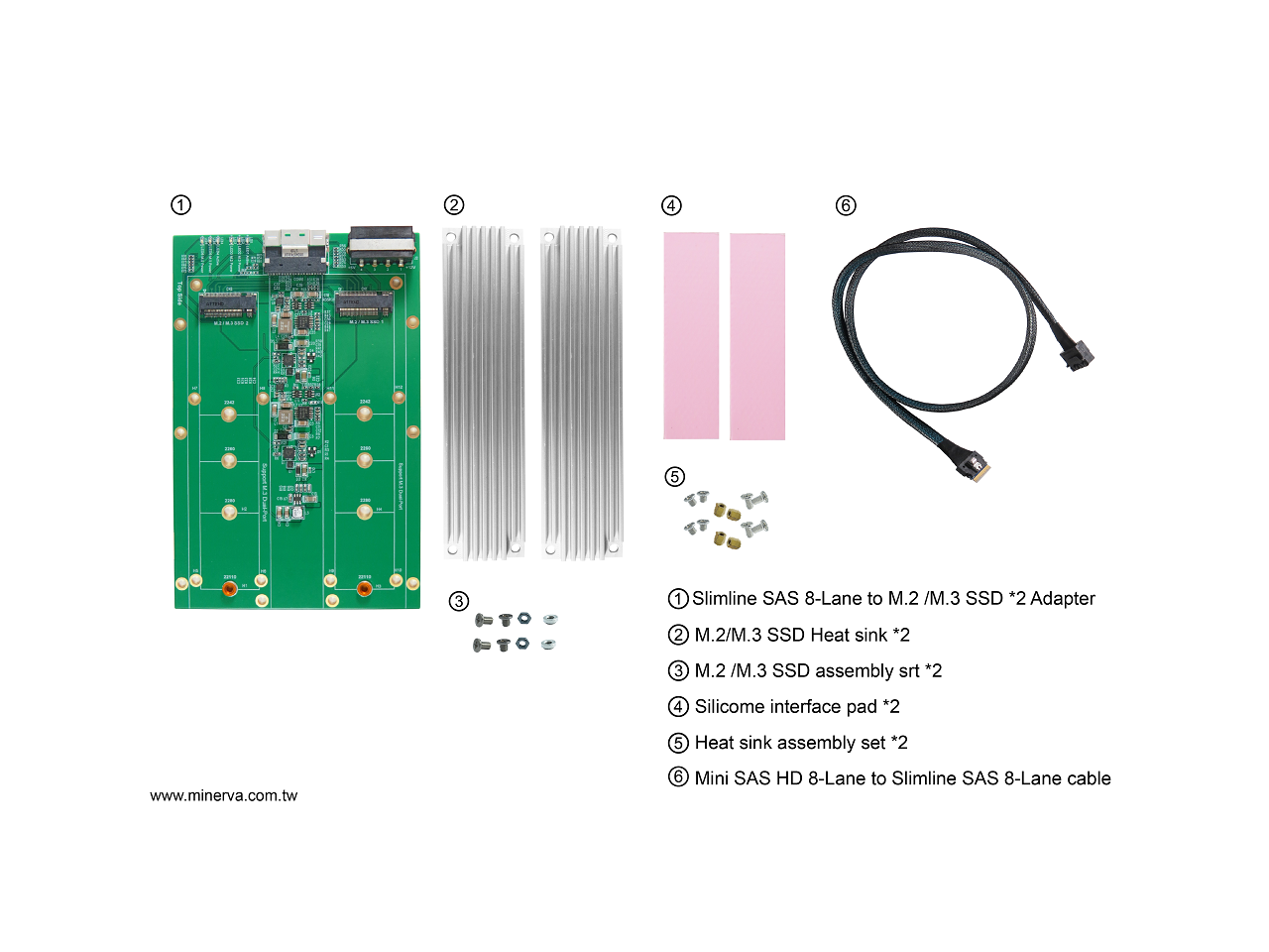 PC802A - SlimSAS 8-Lane (SFF-8654 8i) to M.3 NF1 SSD for Intel TriMode ...