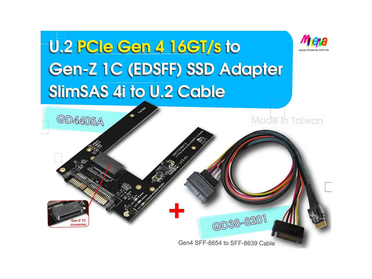 U.2 PCIe 4.0 to EDSFF (Gen-Z) 1C Adapter for Intel DC P4511 E1.S EDSFF ...