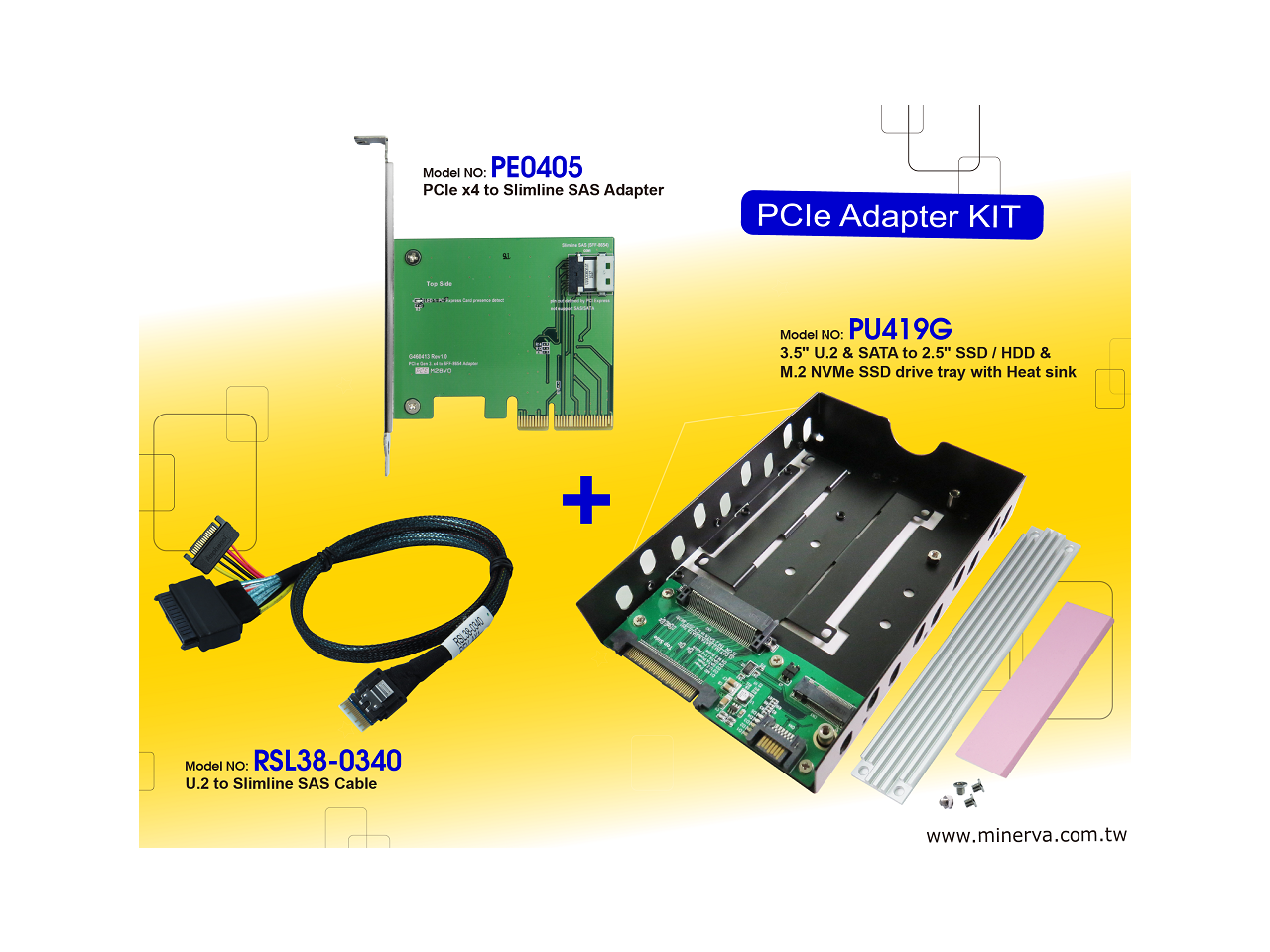 Innocard PCIe x4 to Slimline SAS Adapter & U.2 to Slimline SAS Cable ...