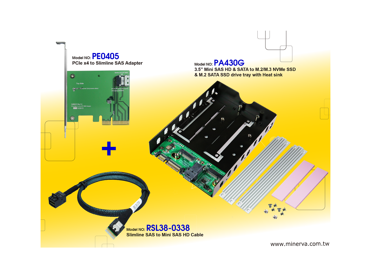 Innocard PCIe x4 to Slimline SAS Adapter & Mini SAS HD to Slimline SAS ...