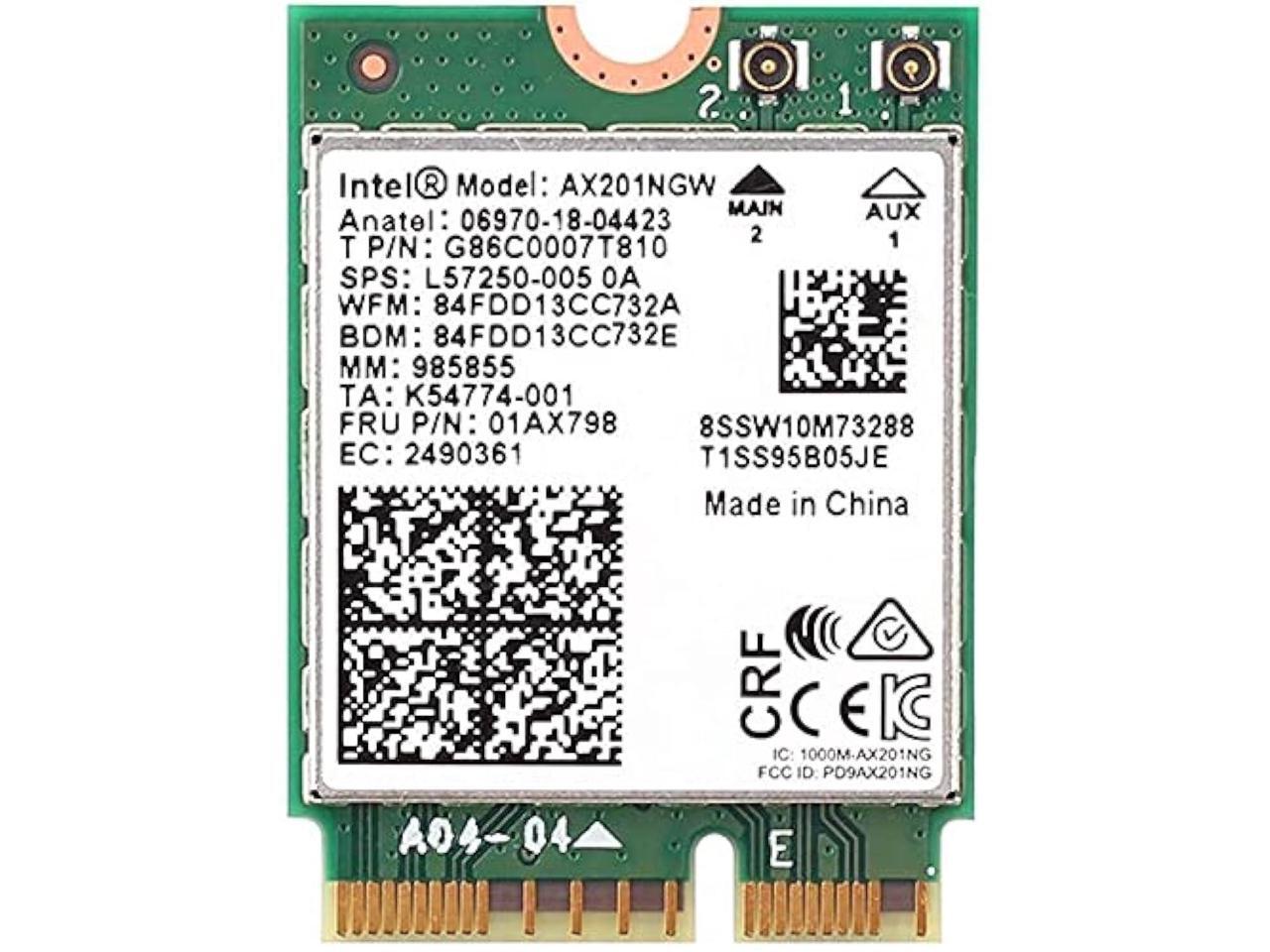 AX201Intel AX201NGW Wi-Fi 6 AX201 Wireless Card - Bluetooth 5.1-2.4 GHz ...