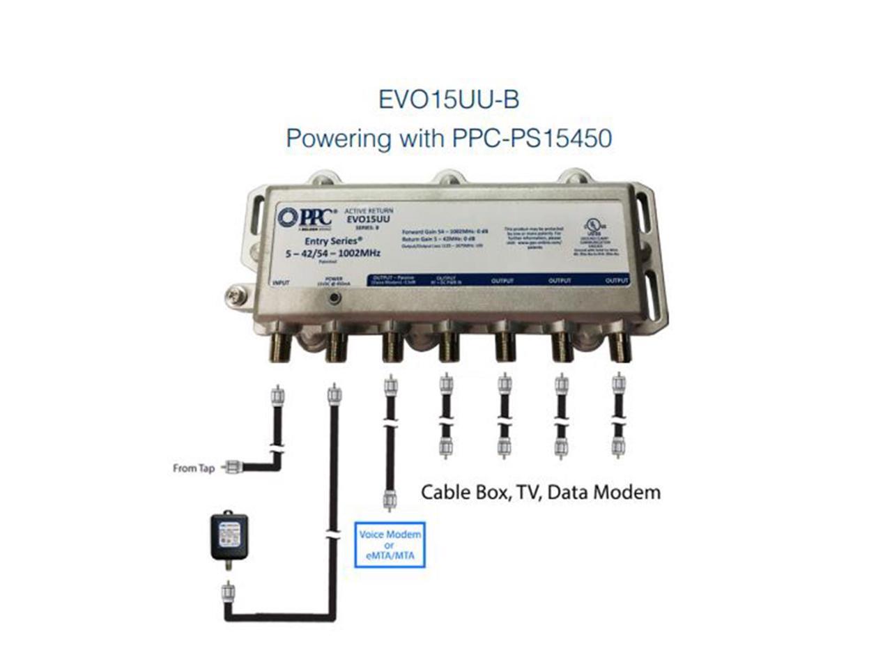 PPC Belden 5-PORT Cable Amplifier EVO1-5-U/U With Power Adapter ...