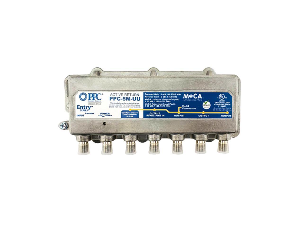 MoCA Enabled 5-Port Active Return Coaxial Amplifier Splitter PPC-5M-U/U ...