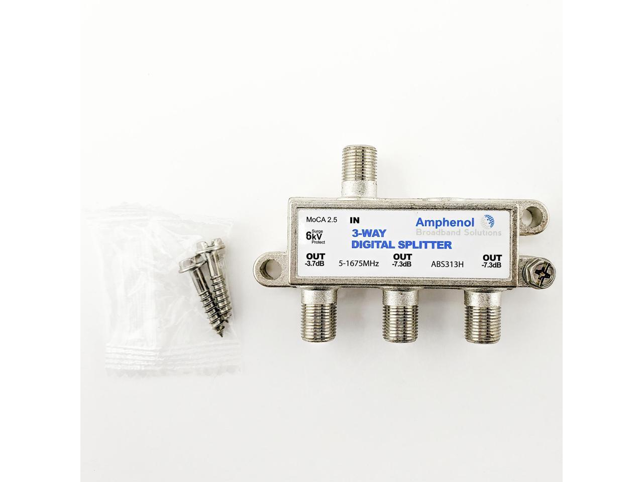 Amphenol 3-Way Digital Coaxial Splitter MoCA 2.5 ABS313H - Newegg.com
