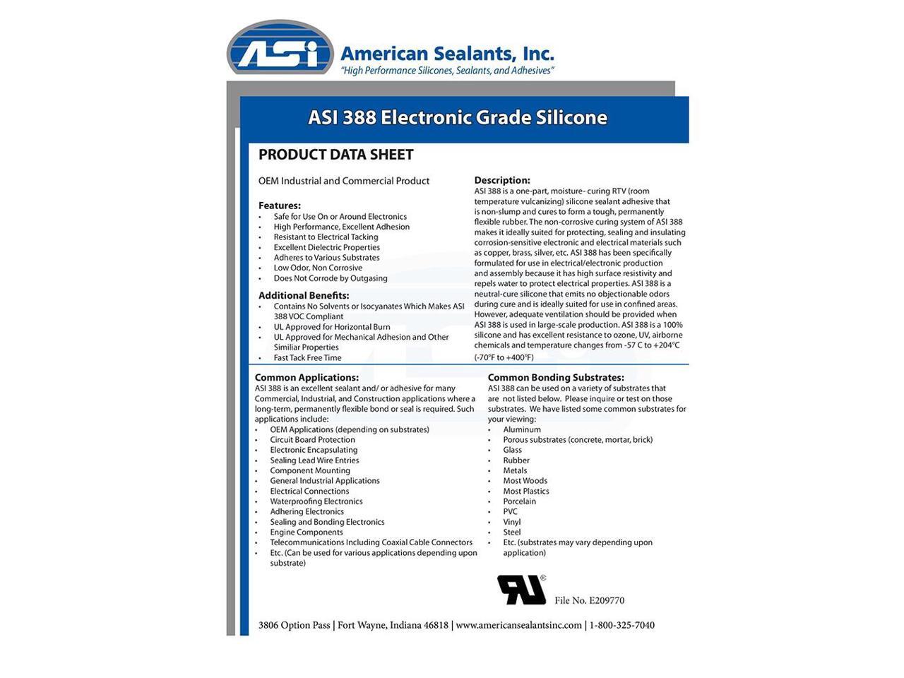 ASI 388 Clear Electronic Grade Silicone - 2.8 oz Squeeze Tube - Newegg.com