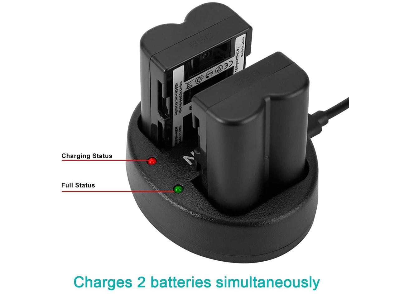 Newmowa NP-FM500H Replacement Battery (2-Pack) and Dual USB Charger Kit ...