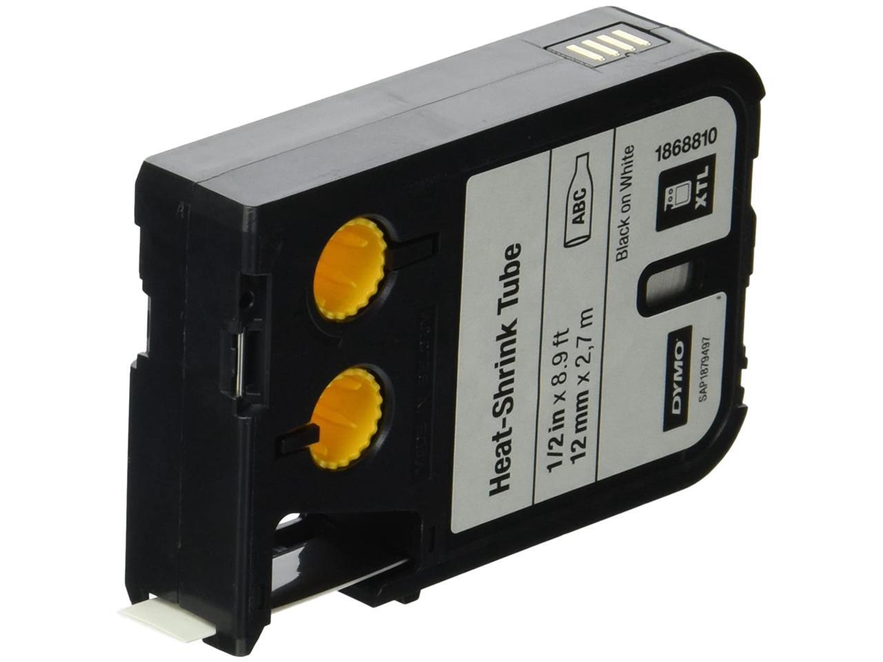 DYMO Heat Shrink Tubes for DYMO XTL Label Makers, Black on White, 1/2 ...