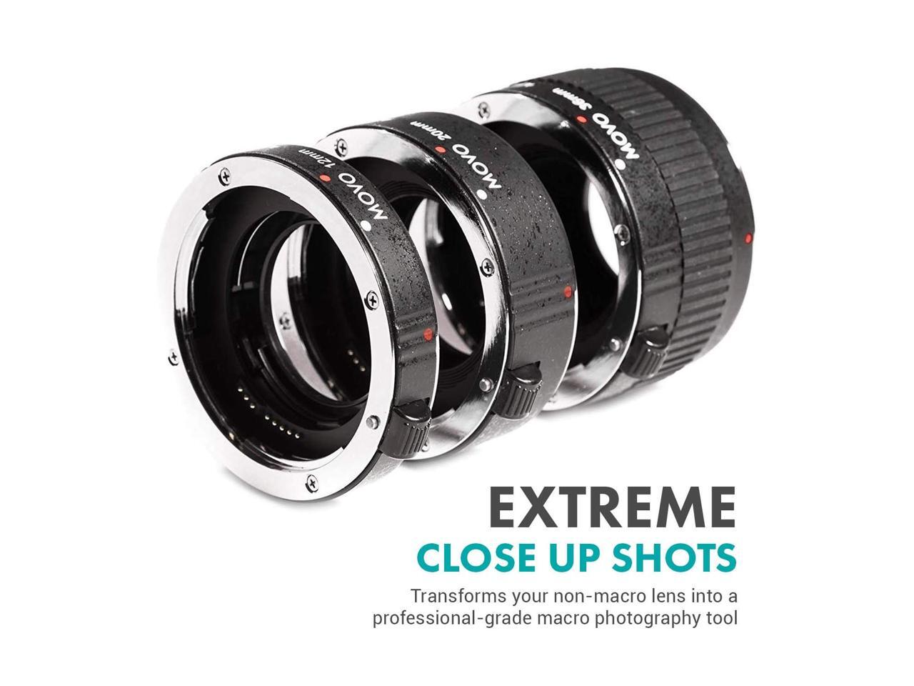 Movo MT-O68 3-Piece AF Chrome Macro Extension Tube Set for Olympus ...