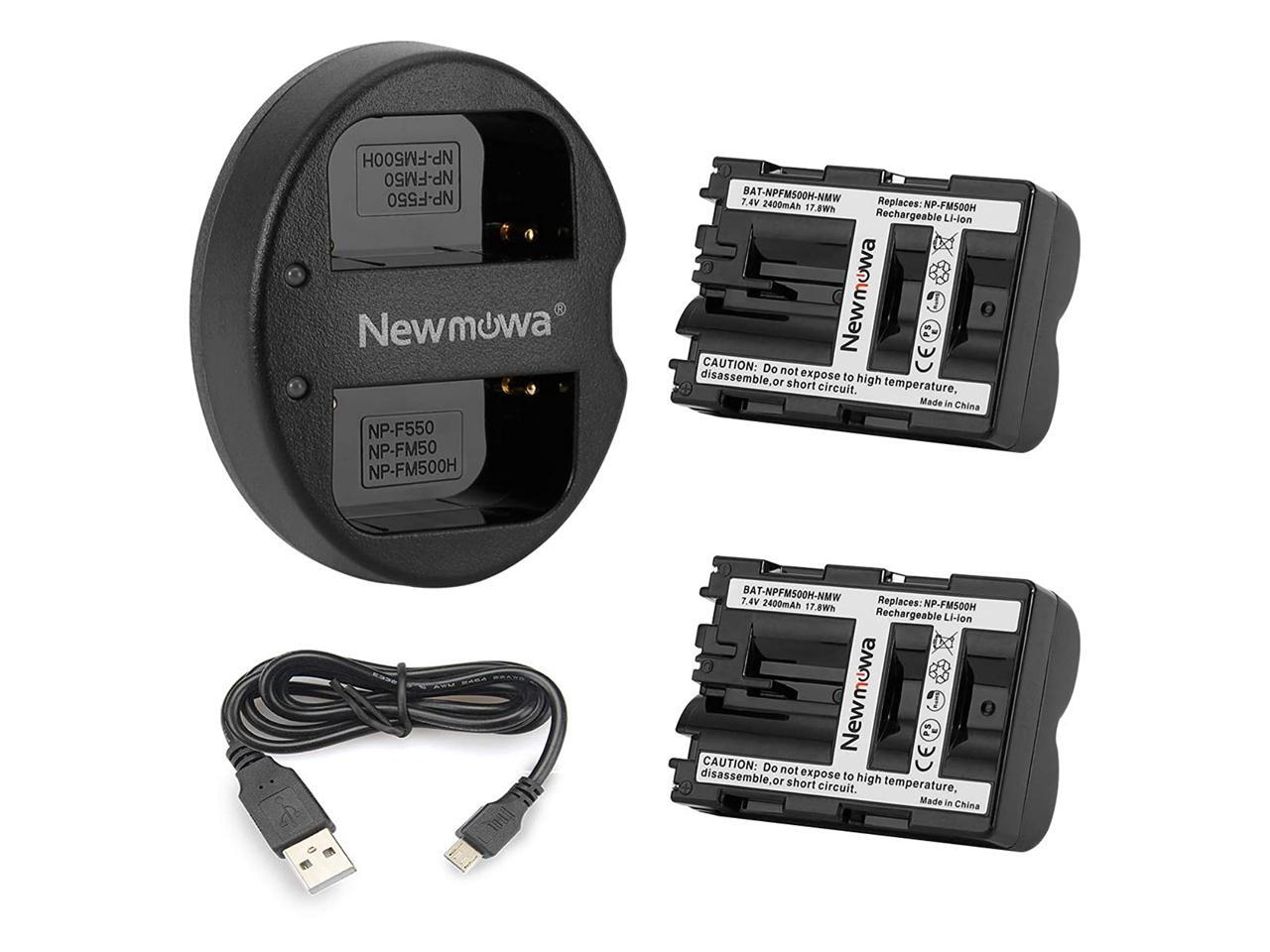 Newmowa NP-FM500H Replacement Battery (2-Pack) and Dual USB Charger Kit for Sony Alpha A57 A58 ...