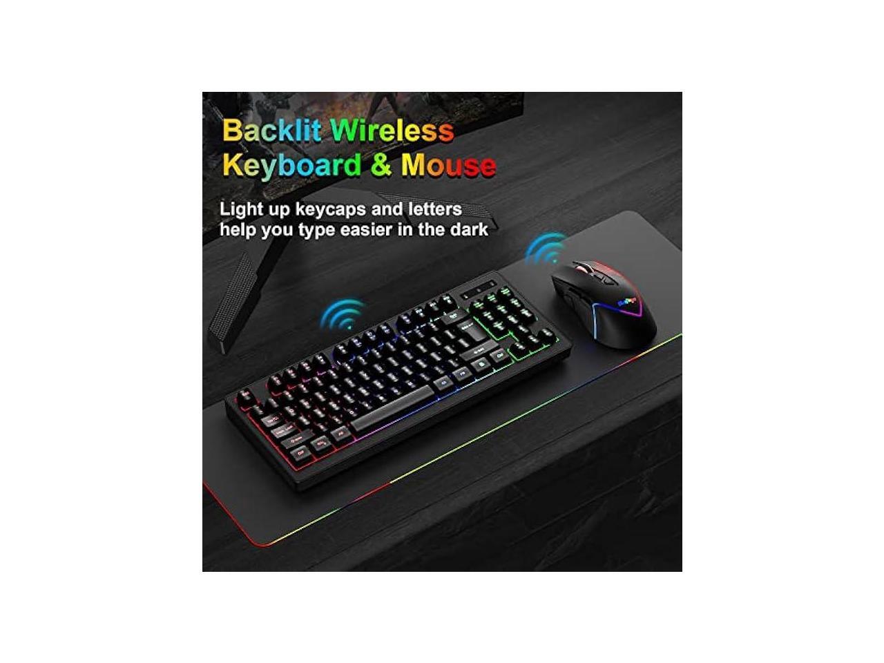 BlueFinger Wireless Gaming Keyboard and Mouse Combo, Long Lasting ...