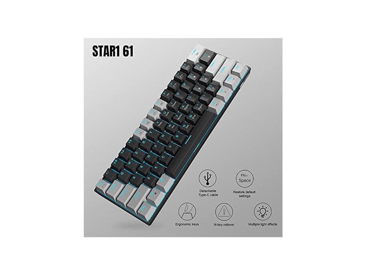 MageGee 60% Mechanical Keyboard with Red Switches and Sea Blue Backlit ...