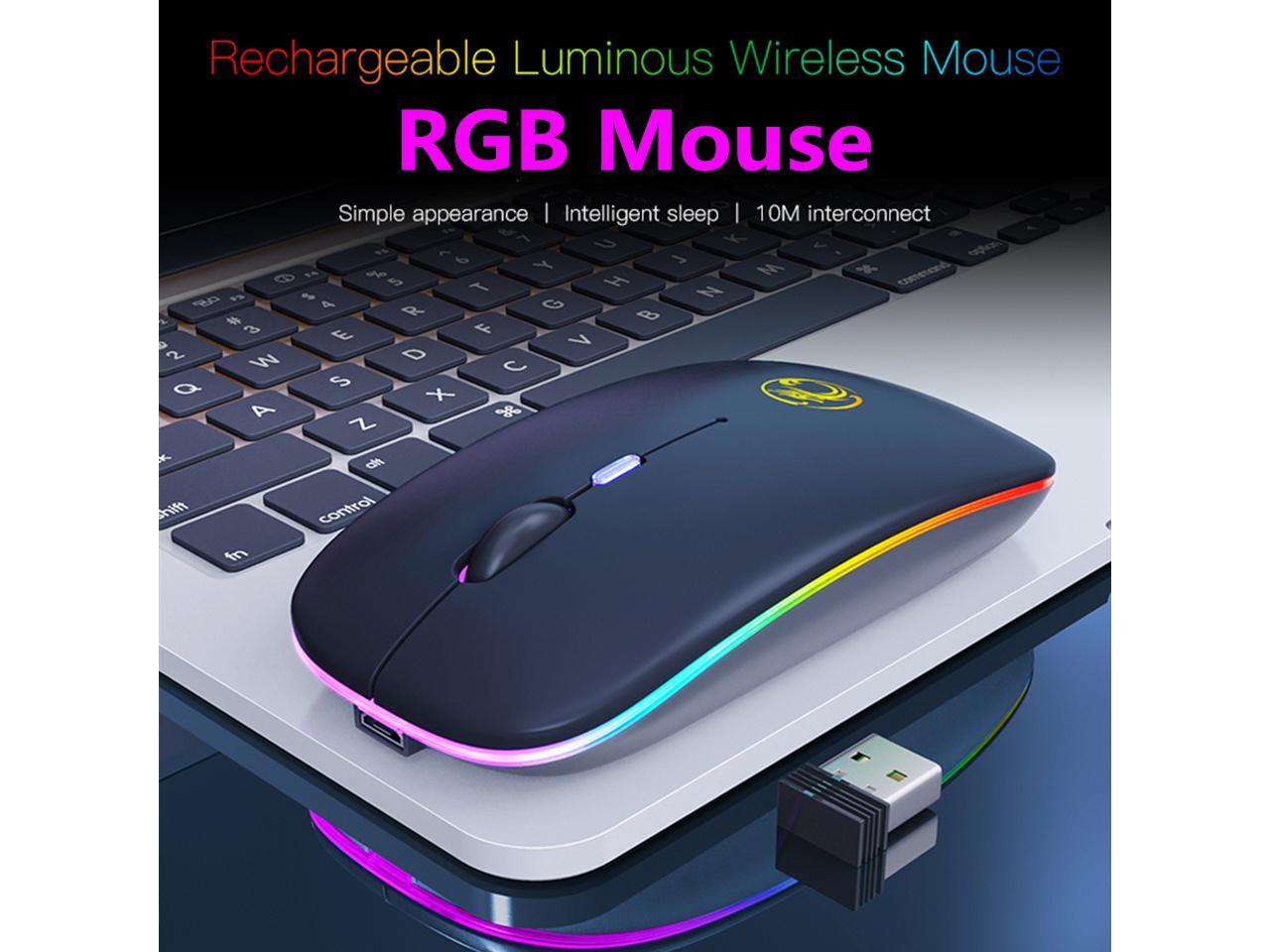 Wireless Mouse RGB Bluetooth Computer Mouse Gaming Silent Rechargeable ...