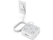 Flat Extension Cord Indoor 10ft with USB C 8 Outlets