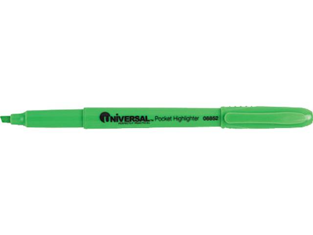 UNIVERSAL Pocket Clip Highlighter Chisel Tip Fluorescent Green Ink Dozen 08852