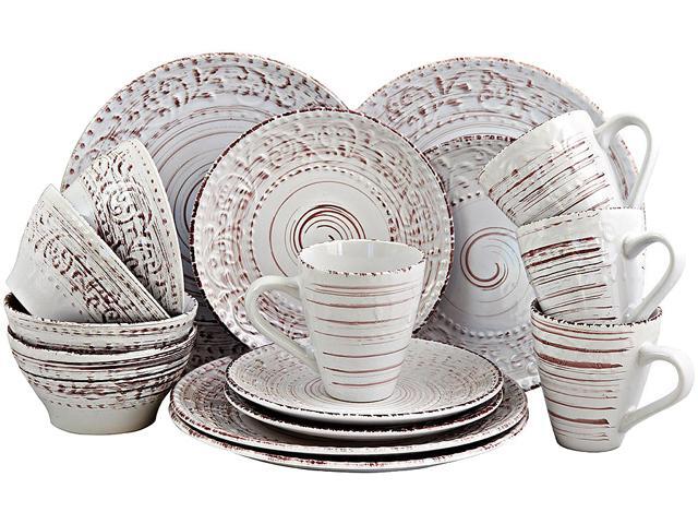 Elama Ocean Breeze 16-Piece Dinnerware Set  Cream