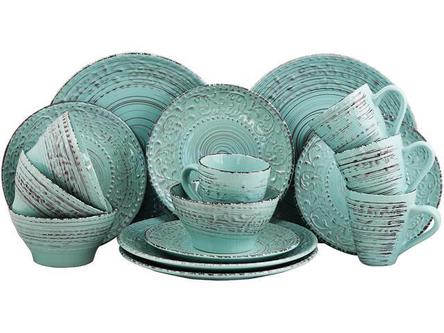 Elama Ocean Breeze 16-Piece Dinnerware Set  Turquoise
