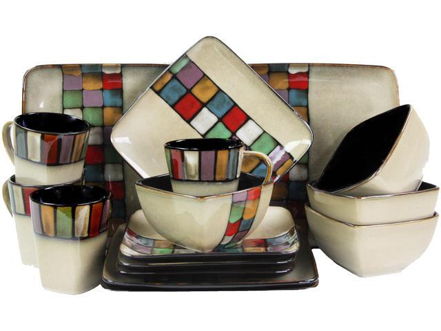 Click here for Elama 16 Piece Stoneware Dinnerware Set with Compl... prices
