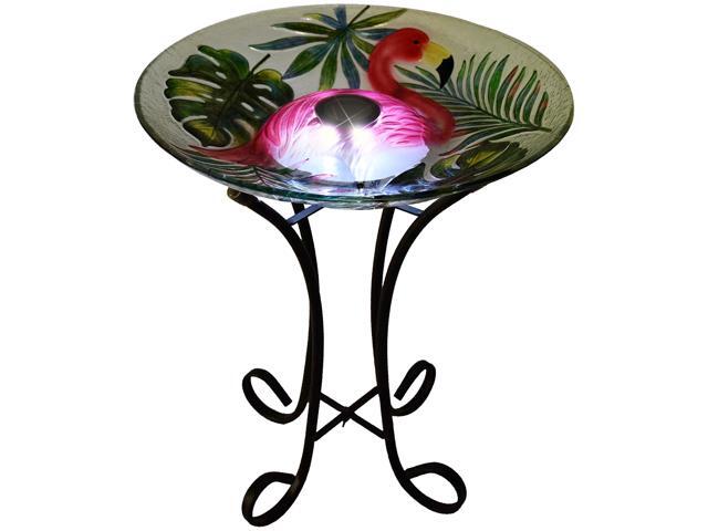 Click here for Hi-Line Gift LED Solar Verdant Glass Bird Bath wit... prices