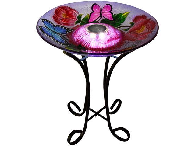 Click here for Hi-Line Gift LED Solar Floral Glass Bird Bath with... prices