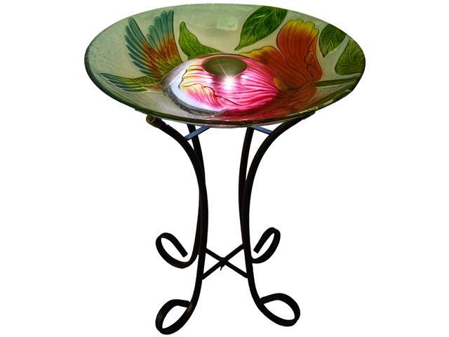Click here for Hi-Line Gift LED Solar Floral Glass Bird Bath with... prices