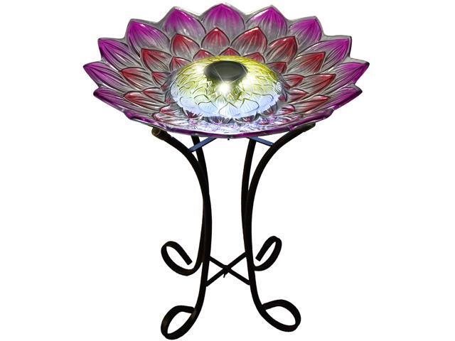Click here for Hi-Line Gift LED Solar Floral Glass Bird Bath with... prices