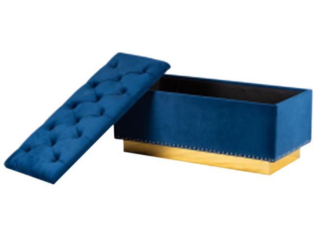 Click here for Hi-Line Gift Button Tufted Storage Ottoman - Navy... prices
