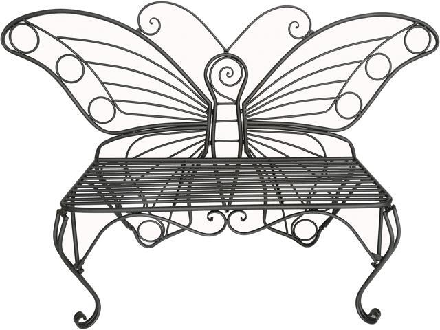 Click here for Hi-Line Gift Antique Black Metal Butterfly Bench prices