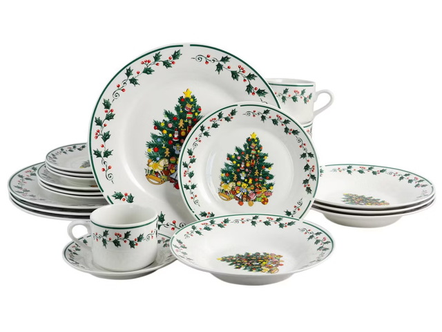 Click here for Gibson 20 Piece Ceramic Dinnerware Set - Christmas... prices